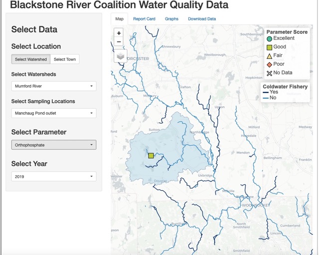 BRC Water Quality Data Map of Mumford River Medium | Manchaug Pond ...